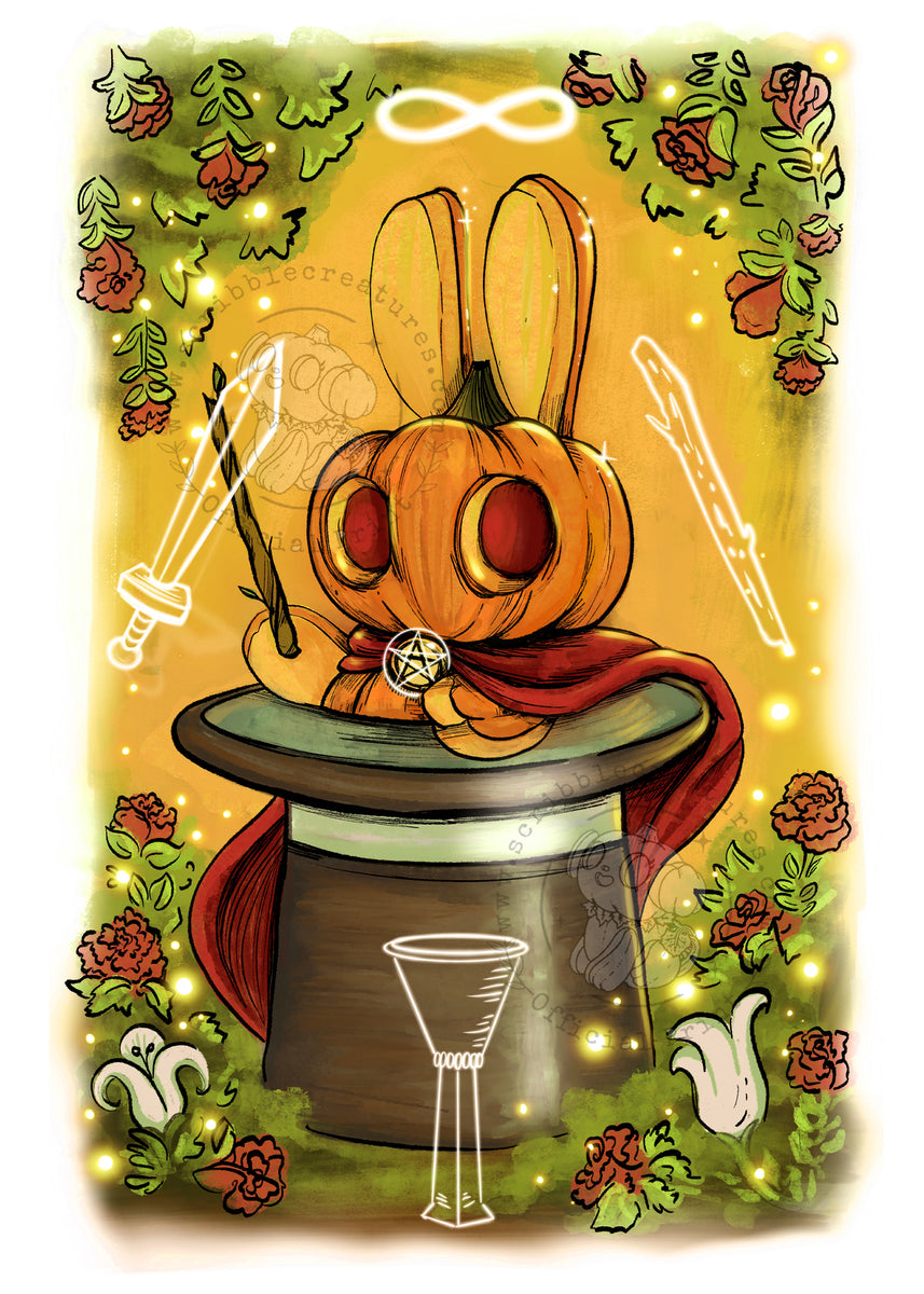 "Pupkin Tarot: The Magician" Fine Art Print by Scribble Creatures – ScribbleCreatures