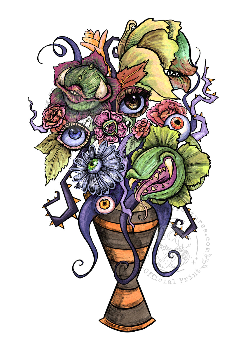 "Spooky Bouquet" Fine Art Print by Scribble Creatures – ScribbleCreatures