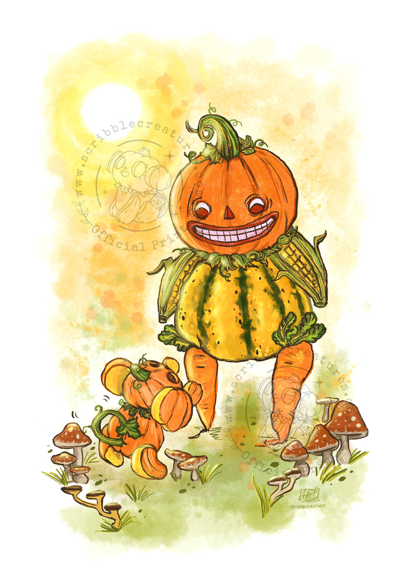 "Veggie Man" Original Fine Art Print by Scribble Creatures – ScribbleCreatures