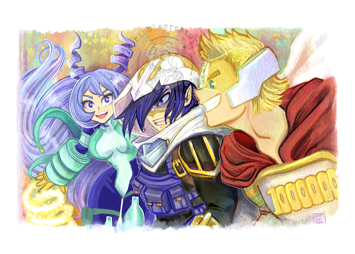 "The Big Three" MHA Fine Art Print by Scribble Creatues – ScribbleCreatures