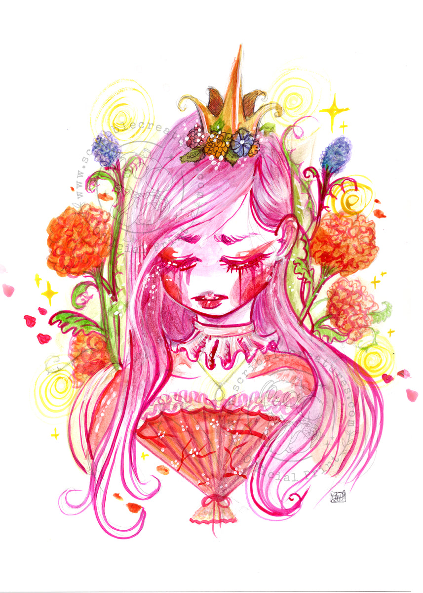 "Sad Queen" Original Fine Art Print by Scribble Creatures ...