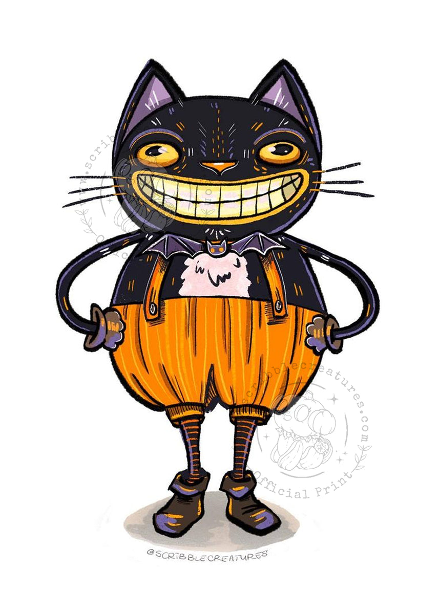 "Scribble Kitty" Fine Art Print by Scribble Creatures – ScribbleCreatures